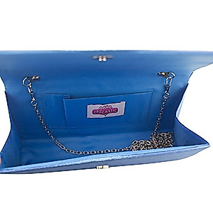 Chicastic Black Pleated Satin Wedding Evening Bridal Clutch Purse With Rhinestones