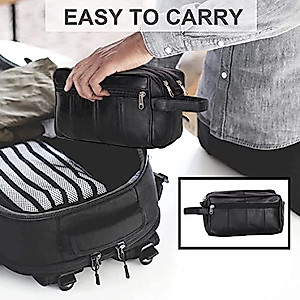 Liberty Leather- Black Genuine Leather Toiletry Bag for Men and Women, Dopp Kit, Bathroom Organizer Shaving Bag, Cosmetic Bag for Women, Hygiene and Grooming Kit Organizer
