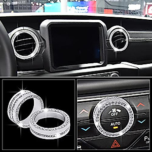 CARFIB for Jeep Bling Accessories Jeep Wrangler JL JLU Gladiator JT Air Vents AC Knobs Decals Stickers 2020 2021 Car Women Rhinestone Silver 8 Pack