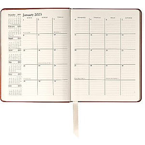 Graphic Image 2023 Leather Planner, Desk Diary Agenda Appointment Book, Luxury Soft Leather Bound in The USA, 7x9", Black