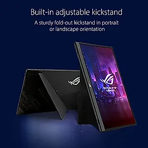 ASUS ROG Strix 15.6" FHD 1080P Portable Gaming Monitor XG16AHPE, 144Hz, IPS, G-SYNC Compatible, Built-in Battery, Kickstand, USB-C, Micro HDMI, for Laptop, PC, Phone, Console
