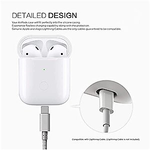 Avainaly Wireless Charging Case Compatible with AirPods 1/2 Generation, Wireless Air Pods 2nd Charging Case Replacement, Support Pairing and Sync, Without Earbuds(White for AirPods 1/2)