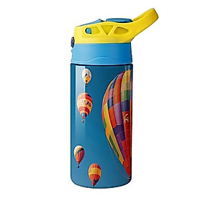 Stainless Steel Water Bottles Hot Air Balloons Travel Water Cups with Handle And Silicone Straw Drinking Cup with Leak Proof Lid Thermo Travel Mug for Women Men