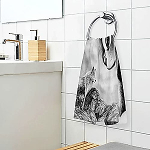 MAOBLYR Gray Wolf Set of 2 Fingertip Towel Larger Pure Cotton Soft Highly Absorbent Hand Towels for Bathroom Spa Home (16 x 28 Inches)