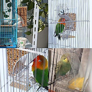 Hamiledyi No Mess Bird Cage Feeder Automatic Parrot Seed Feeders with Perch Acrylic Transparent Seed Food Container Cage Accessories for Small and Medium Parakeets Lovebirds