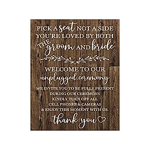 Unplugged Ceremony, Pick A Seat Not A Side, Wedding Sign, Wedding Ceremony Sign 16x20 inch