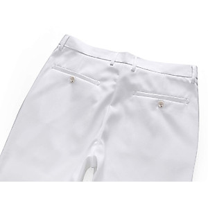 Mens Dress Pants Slim Fit Solid Color Skinny Trousers Classic Business Casual Wedding Suit Pants US Size 36W x 32L White