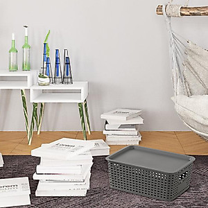 Hollow Storage Basket, Space Saving Stackable Organizing Basket, Long Lasting Weave Storage Organizer Baskets, Hollow Basket with Handle, Multipurpose Weaving Wicker Basket for Desktop Cabinet Bedroom