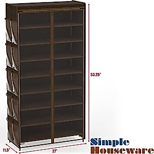 Simple Houseware 8 Tiers Shoe Rack with Cover, Bronze