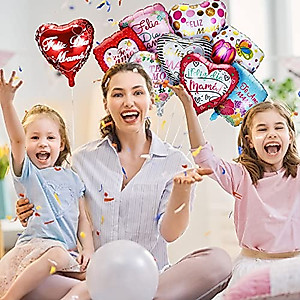 18 Pcs Mother's Day Party Balloons Set Aluminum Foil Happy Mother's Day Balloon Spanish Te Amo Mamá Red Heart Balloons for Mother's Day Party Birthday Decorations Supplies, 9 Styles