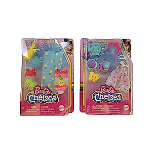 Barbie Chelsea Beach and Tea Party Accessory Fashion Pack Bundle (Pack of 2)