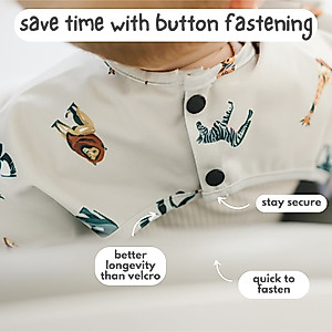 Bubba Bear Baby Bib with Sleeves, Long Sleeve Toddler Feeding Apron Bibs for Eating & Lead Weaning, Mess Proof Full Sleeved