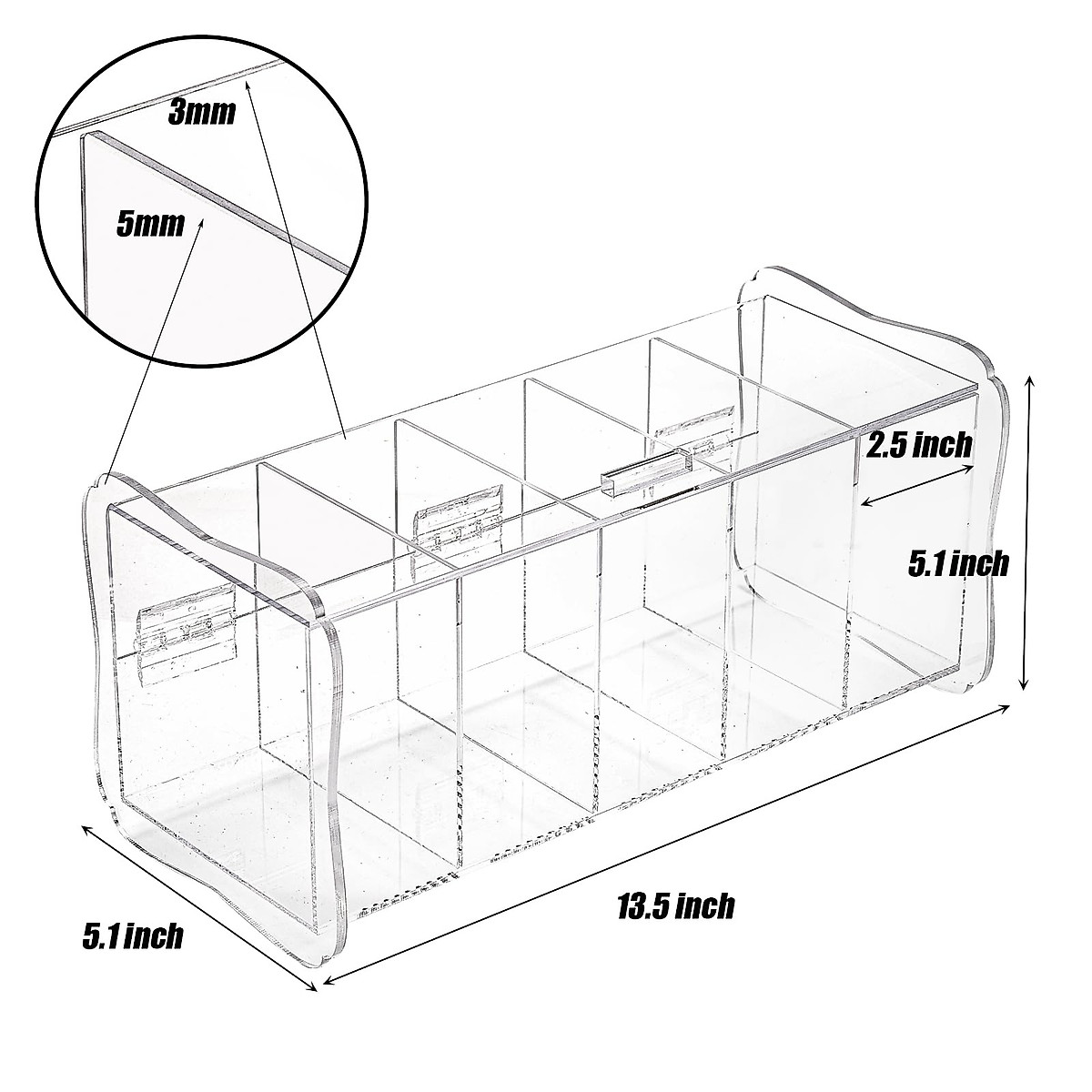ZENFUN 5 Layers Acrylic Belt Organizer, Square Stackable Belt Storage Box Clear Display Case Vanity Organizer for Watch, Hair Accessories, Jewelry, Closet and Drawer