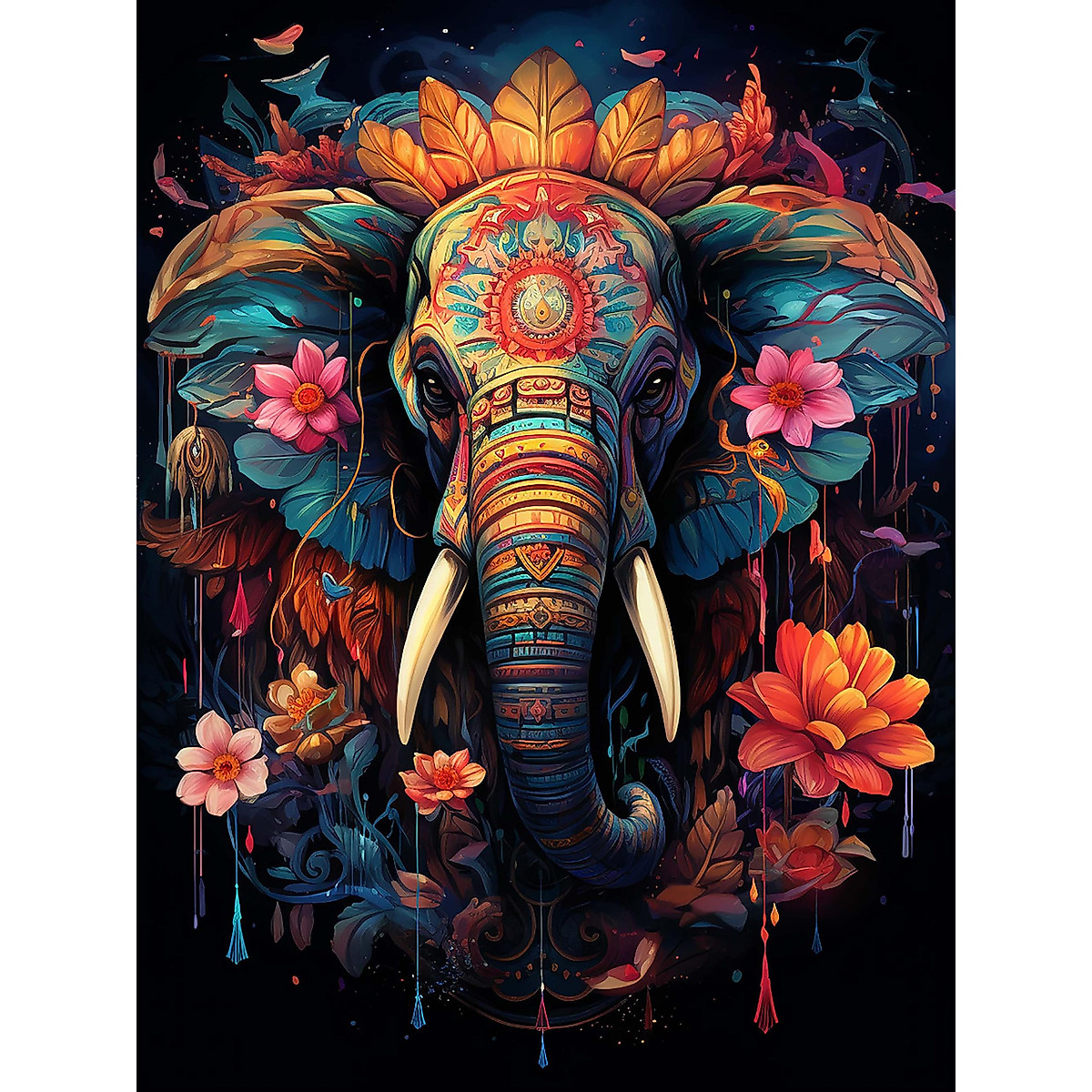SKRYUIE Paint by Numbers Elephant for Adults, Acrylic Oil Painting by Numbers Kits for Beginner with Paintbrushes Brushes Paintwork Art Canvas for Home Decor 16x20 inch / 40x50 cm B1467