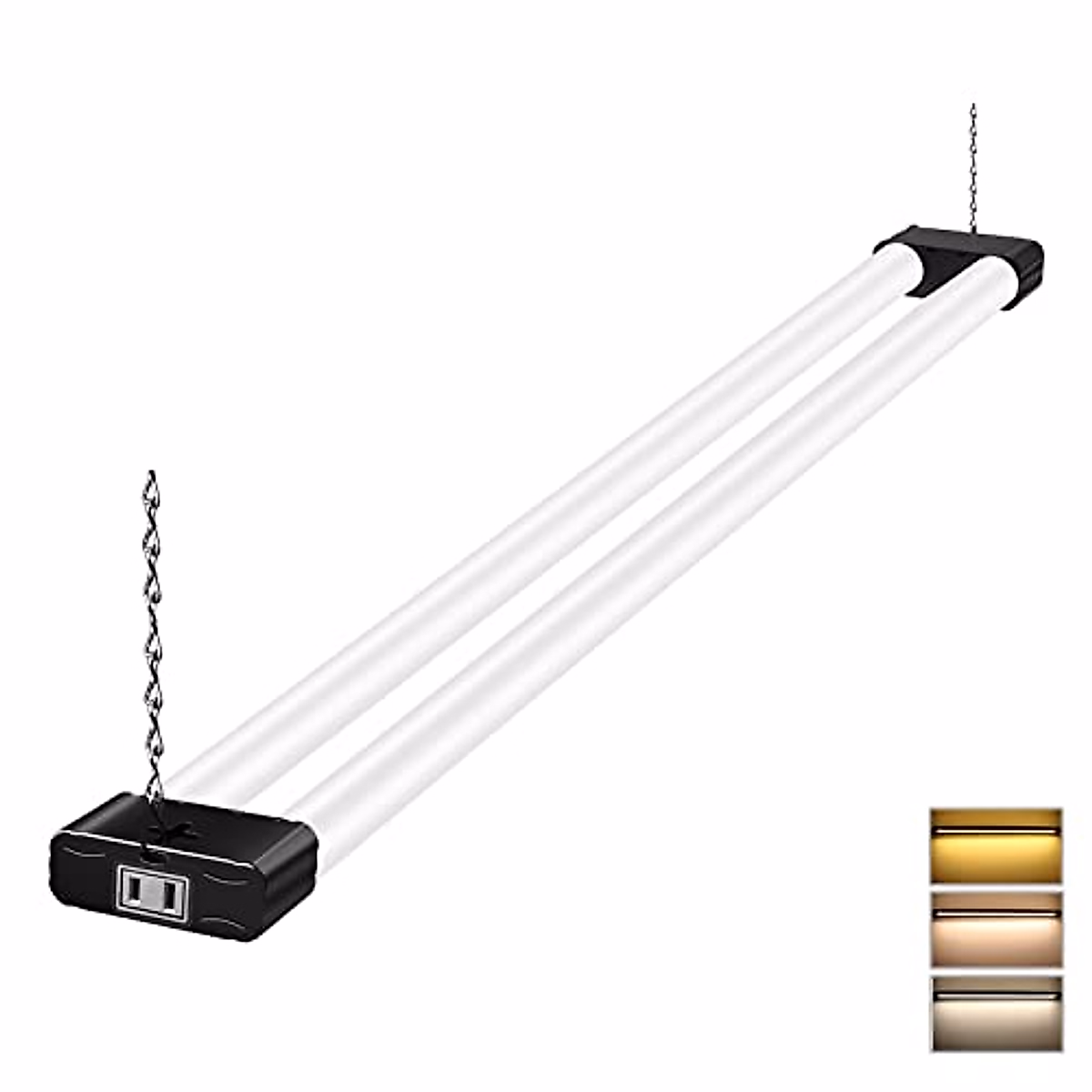 loyal 4FT 40W Linkable LED Shop Light for Garage, 6500K/3000K/4000K Linkable Utility Light Fixture, LED Workbench Light with Plug Hanging, LED Ceiling Lights for Garage, Workshop, Basement