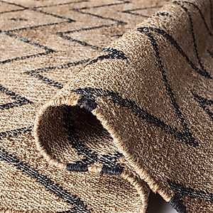 SAFAVIEH Kilim Collection Accent Rug - 2' x 3', Natural & Charcoal, Handmade Moroccan Boho Jute & Cotton, Ideal for High Traffic Areas in Entryway, Living Room, Bedroom (KLM750A)