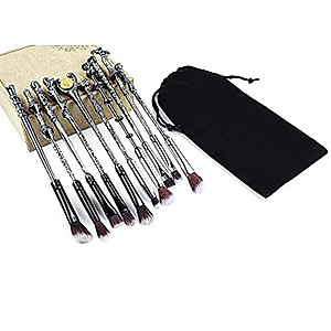 Original 10 Magical Themed Wizard Wand Makeup Brushes, Metal, Extra Durable, Soft Brushes