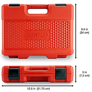 NEIKO 02431A 3/8” Drive SAE and Metric Deep Impact Socket Set | 21 Pieces | SAE 5/16” to 3/4” | Metric 7mm to 19mm | Premium Cr-V Steel | 6-Point Hex Design | Corrosion Resistant Coating