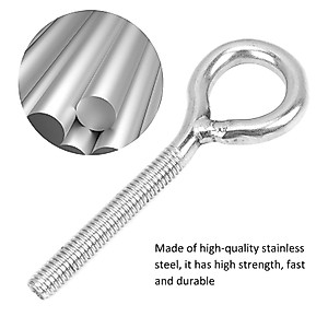 20pcs M4 Eye bolts Stainless Steel hoop Bolts Hine Welded Closed Screw Rod Eye Bolts Screw in for Fixed Tent Lifting and Securing Cables Wires , Eye Screws for Wood , Screw Eye Hooks longer Shank