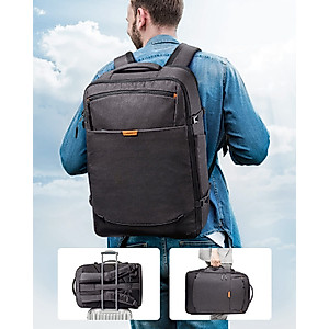 Inateck 38.5-46.2L Travel Backpack, Expandable Carry On Backpack, Splash-resistant Hand Luggage for Men and Women, Trolley Strap Included, Compatible with 12.9 Inch iPad and 17.3 Inch Laptop