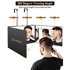 3 Way Mirror for Self Hair Cutting, 360 Trifold Barber Mirrors 3 Sided Makeup Mirror to See Back of Head, Used for Hair Coloring, Braiding, DIY Haircut Tool are Good Gifts for Men Women (Without LED)