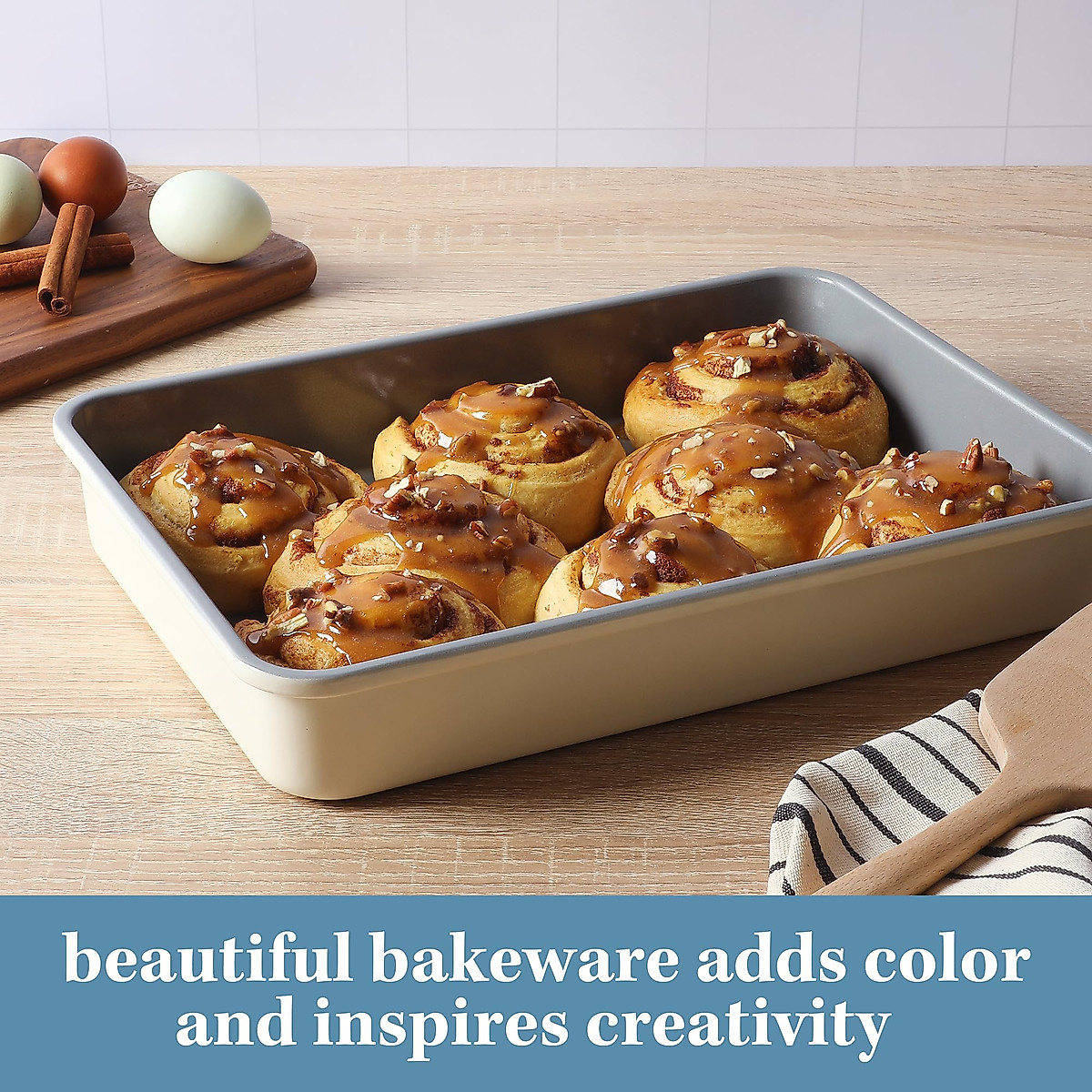 Sur La Table Kitchen Essentials Bake Sale 9 X 13 Inch PFA Free Ceramic Nonstick Roaster/Cake/Baking Pan - Linen White