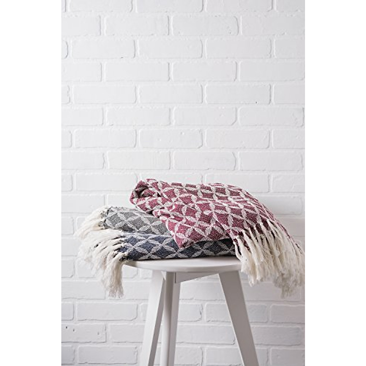 DII Modern Moroccan Lattice Woven Throw, 50 x 60, BlackBerry