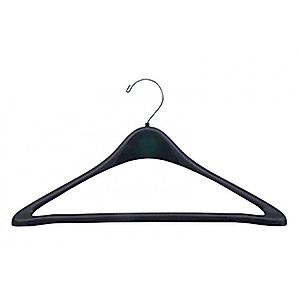 NAHANCO H17RH Plastic Suit Hangers, Concave with Round Hook, 17", Black (Pack of 100)