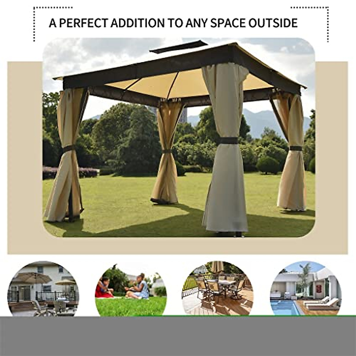 ADUH Gazebo Canopy Soft Top Outdoor Patio Gazebo Tent Garden Canopy for Your Yard, Patio, Garden, Outdoor Or Party