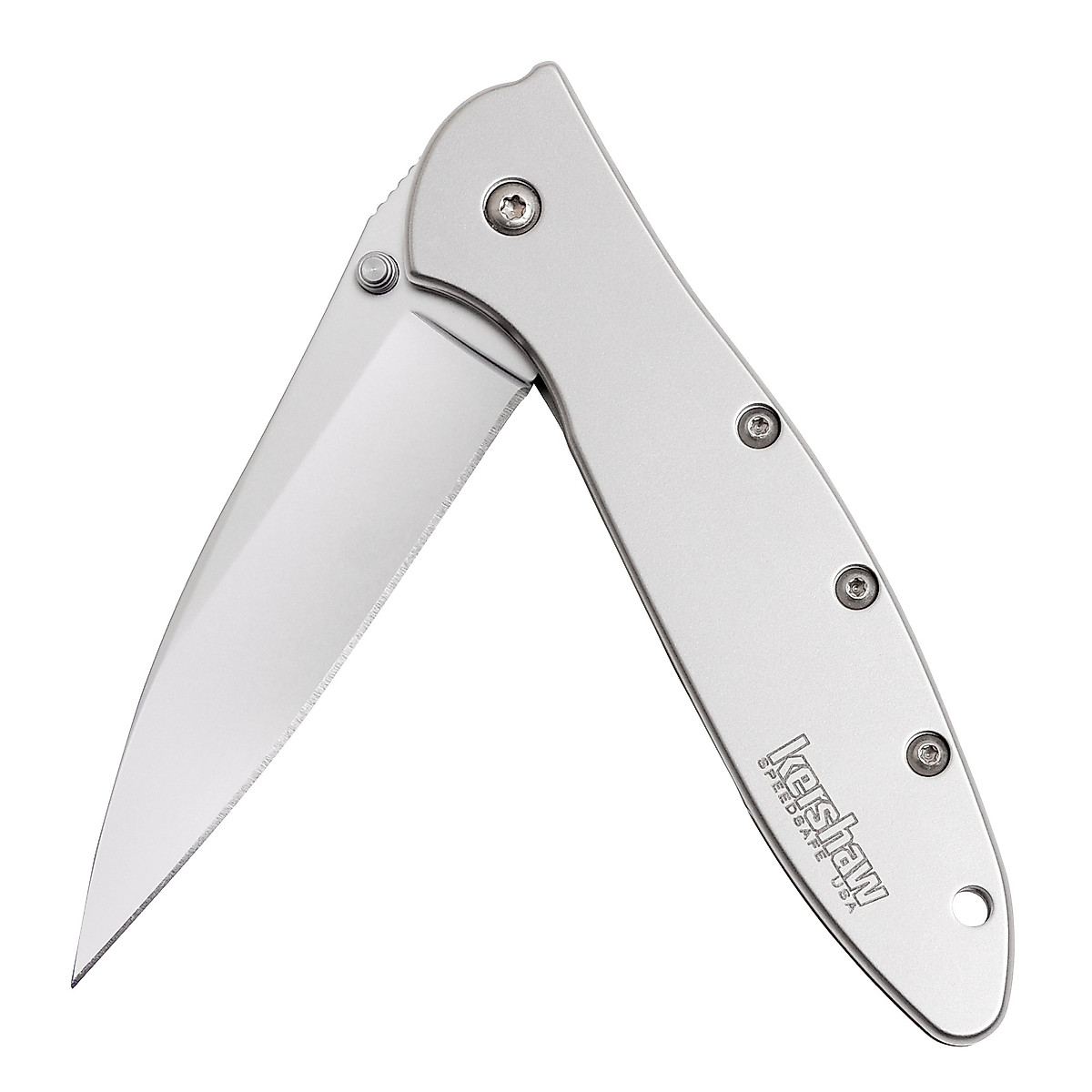 Kershaw Leek Pocket Knife (1660) 3-In. Sandvik 14C28N Blade and Stainless Steel Handle, 3 oz. & Smith’s PP1 Pocket Pal Knife Sharpener Preset Carbide & Ceramic Stone Sharpeners