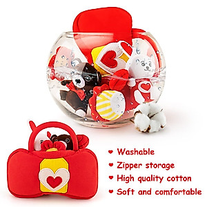 teytoy Valentines Day Gifts Toys, Stuffed Animal Squeaker and Crinkle Baby Girl Toy Playset Sensory Toy Gifts Idea Party Favors Decoration for Baby and Newborn