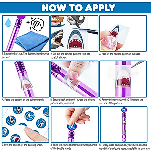 24PCS Shark DIY Bubble Wands Party Favors 96PCS Stickers for Goodie Bag Fillers Pinata Stuffers, Mini Bubble Bulk Birthday Party Supplies Toys Gifts Class Prizes for Toddlers Boys Girls