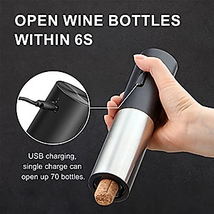 Wine Gift-Rocyis Wine Opener Set-Electric Wine Aerator Pourer-Wine Dispenser Battery Operated, Rechargeable Wine Bottle Opener with Foil Cutter, Vacuum Stoppers-Gift for Wine Lovers, Women