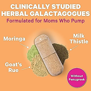 Pink Stork Pumping Moms Lactation Support Supplement with Goat's Rue and Milk Thistle to Support Breast Milk Supply Without Fenugreek, Postpartum Breastfeeding Essentials, 180 Capsules