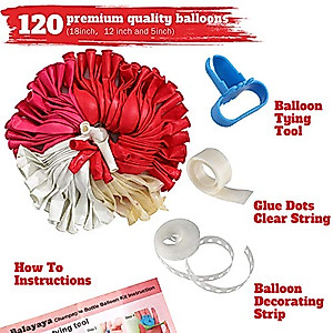 Valentines Day Balloon Garland Kit, 117PCS Red Hot Pink White Balloons with Heart Lips LOVE Foil Balloons for Valentines Day Proposal Engagement Wedding Party Decoration