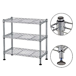 MAXCBD 3 Tier Adjustable Storage Shelving Unit Metal Organizer Wire Rack Shelf 17.72" H
