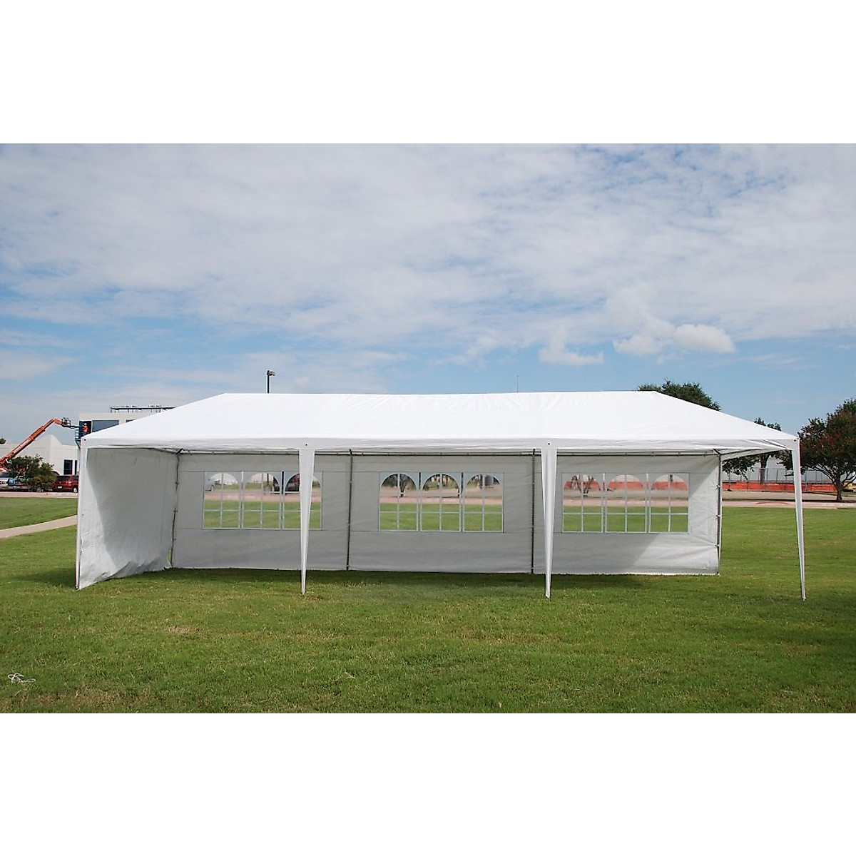 DELTA 12'x30' WDMT PE Party Tent, Wedding Tent, Outdoor Event Canopy, Backyard Garden Shelter Gazebo, Galvanized Steel Frame, Metal Connectors, Carry Bags