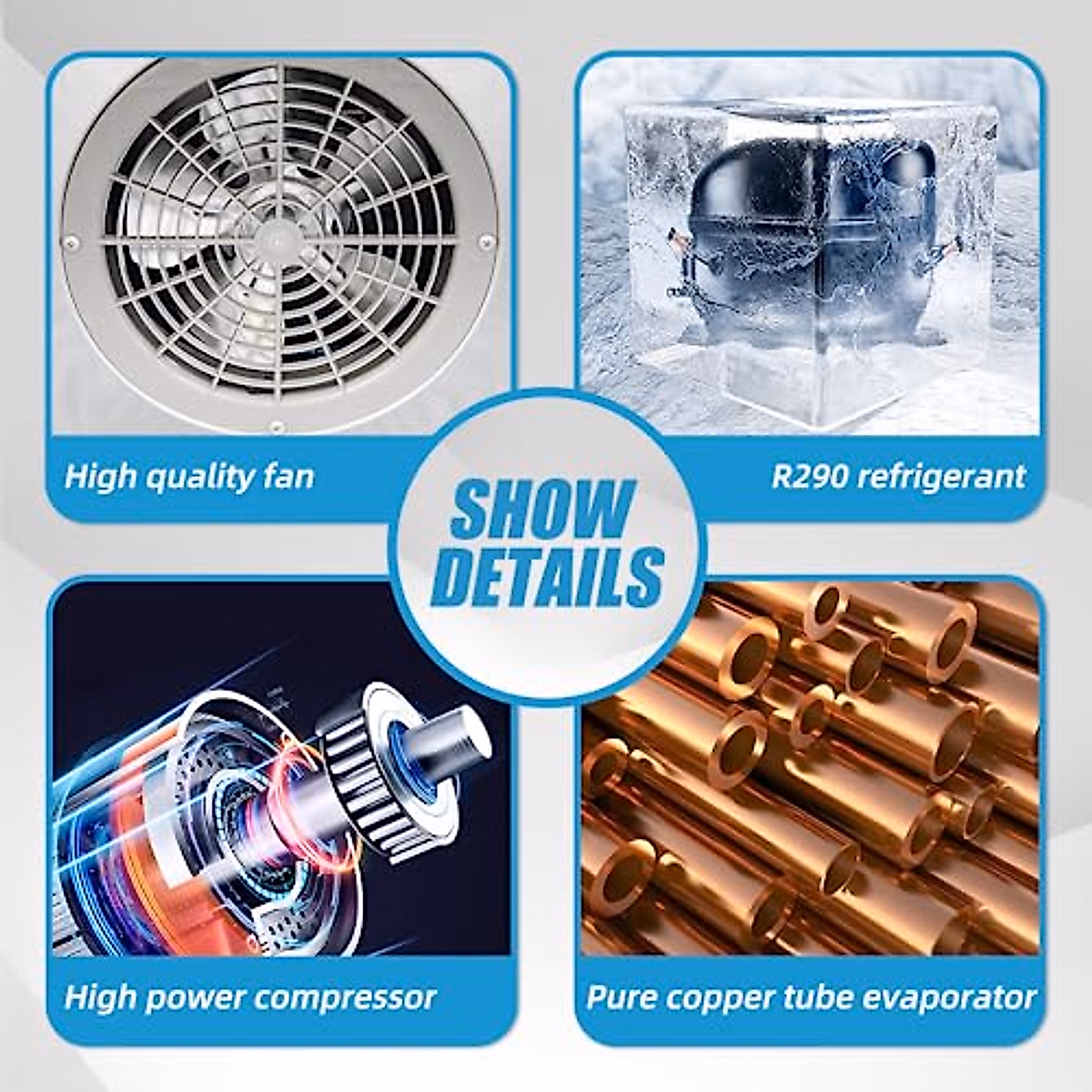 Bluelinetech 54" Commercial Freezer 2 Solid Door, 47.3 cu. ft Smart Temperature Control Stainless Steel Reach-in Upright Commercial Freezer for Commercial Kitchen, Restuarant, Bar, Shop, etc