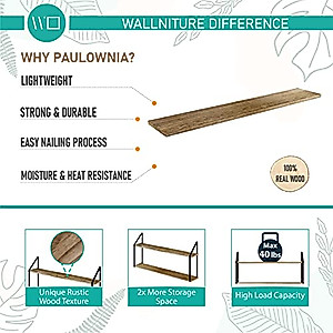 Wallniture Modena 2-Tier 36" Floating Shelves Living Room Decor Shelves for Wall Storage Laundry & Kitchen Organization Office Decor Burnt Finish