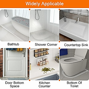 [Nayotaa] Shower Threshold Water-Dam Silicone Strip - Waterproof, Leak-Proof, Easy Installation with Adhesive Backing for Frameless Shower Doors, Bathtubs, Sinks & Countertops