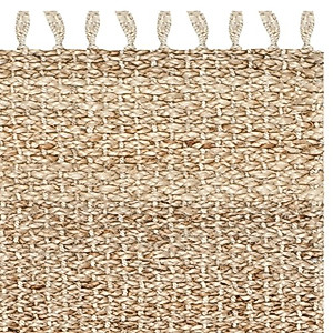 SAFAVIEH Natural Fiber Collection 2' x 3' Natural NF733A Handmade Farmhouse Fringe Premium Jute Accent Rug