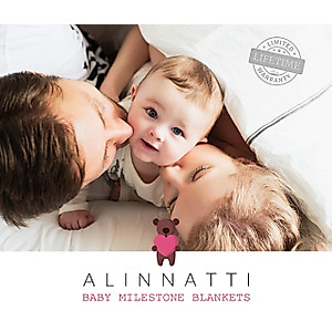 Baby Monthly Milestone Blanket Girl - Soft Newborn Baby Milestone Blanket, Age Personalized Baby Blankets, Growth Chart Months Baby Blanket, Prop Customized Elephant Blanket Shower, Gift Box +2 Frames