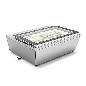 KoolMore KM-CGD-8HP 31 in. Countertop Ice Cream Display case with 4 Pans and Glass Sneeze Guard in Stainless-Steel