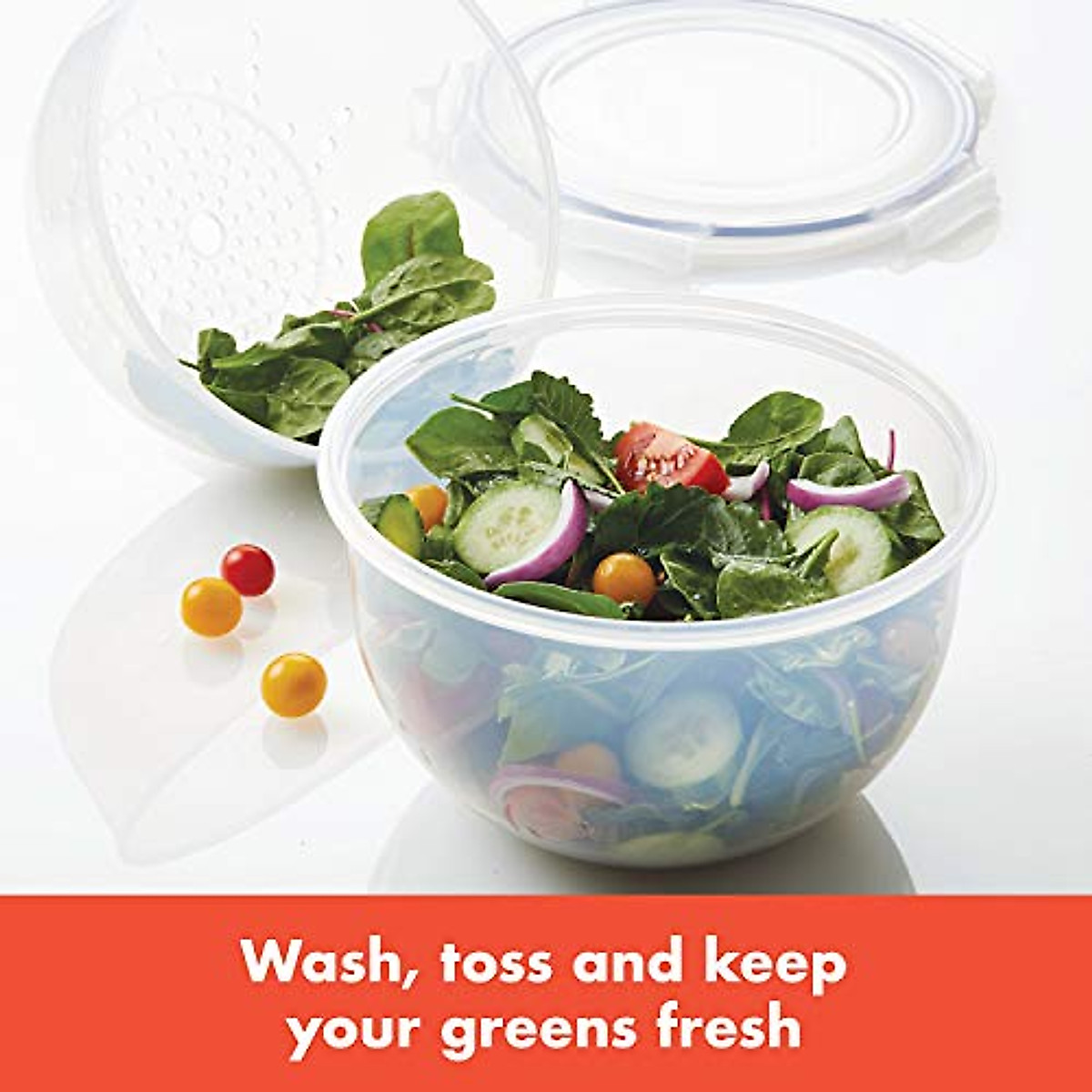 LocknLock Easy Essentials Food Storage lids/Airtight containers, BPA Free, Salad Bowl-16.9 Cup, Clear