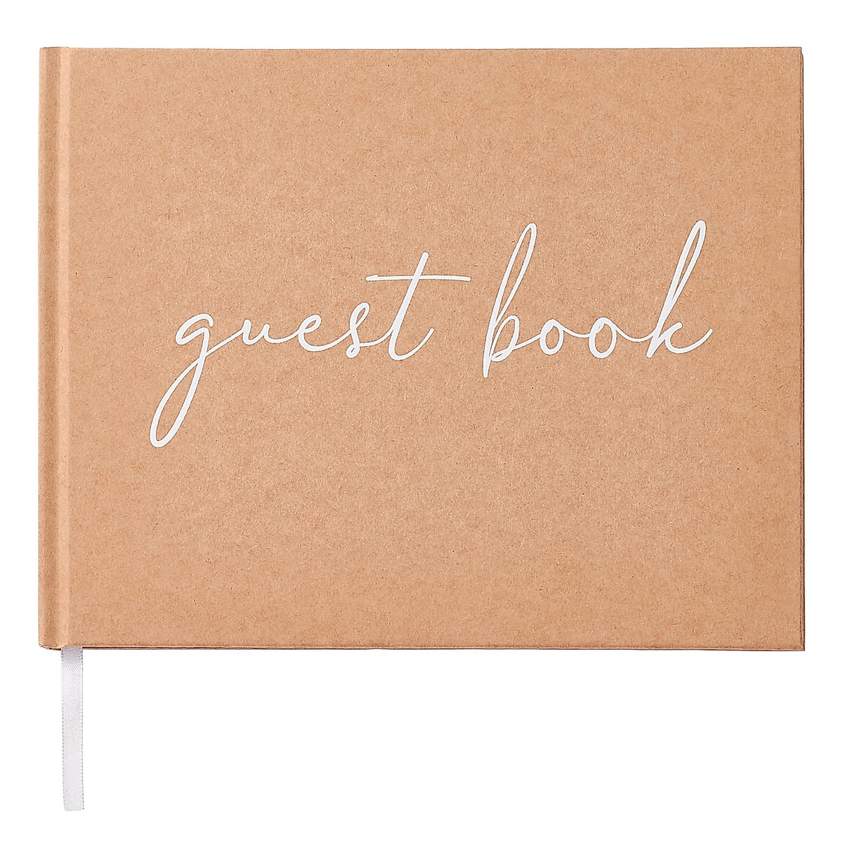 TRULIVA Rustic Wedding Guest Book, Sign in Guestbook for Wedding Reception, Kraft Paper Hard Cover, 7" x 9" (Unlined Guestbook)