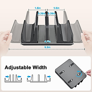 JARLINK Adjustable Vertical Laptop Stand, Desktop Stand Adjustable Laptop Holder with 2 Slots (up to 17.3 inches), Compatible with All MacBook Pro/Air/Microsoft Surface, Newly Designed, (Black)