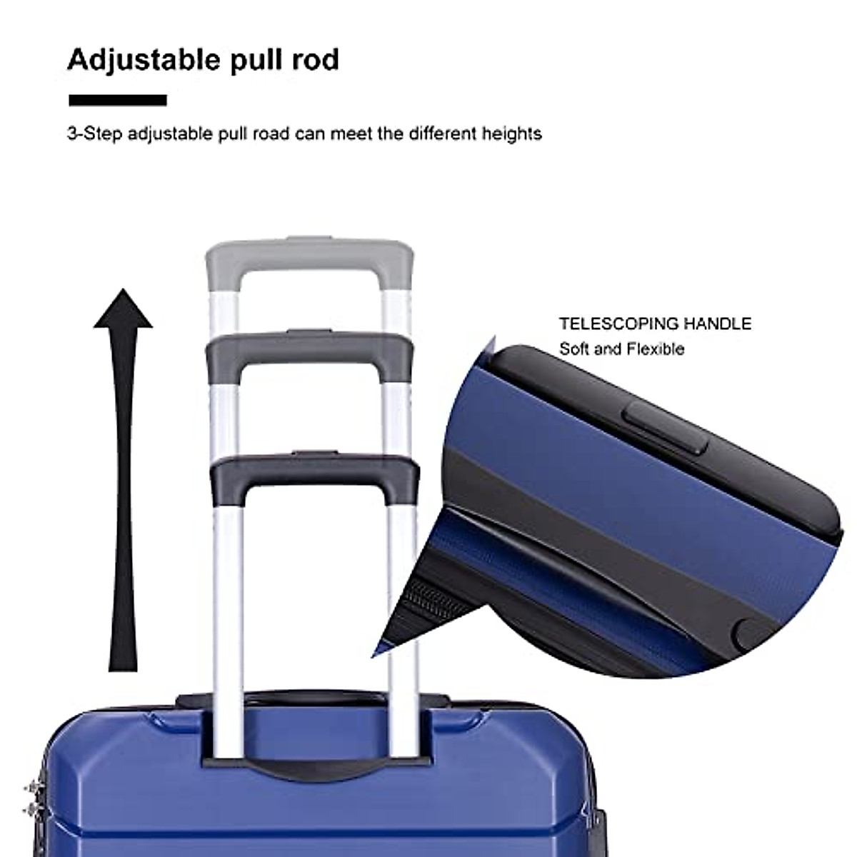Tripcomp Luggage Sets Hardshell Travel Durable Suitcase Sets with Spinner Wheels TSA Lock, Carry-on,Luggage 3piece Set (20inch/24inch/28inch) (Blue)