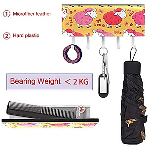 Cute Cartoon Lamb Pink Sheep Rack Organizer with 5 Hooks Wall Bathroom Kitchen Shelf Rack Multifunctional Storage Shelf