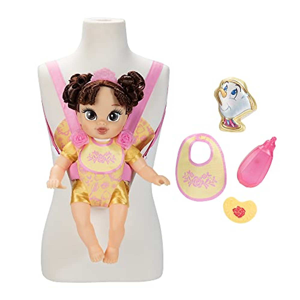 Disney Princess Belle Baby Doll Deluxe with Tiara, Carrier, Plush Friend, Pacifier, Bib & Baby Bottle [Amazon Exclusive]