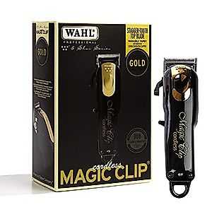 WAHL Magic Clip Gold & Black & Limited Edition Hair clipper Professional Cordless Made in USA- With 8 combs